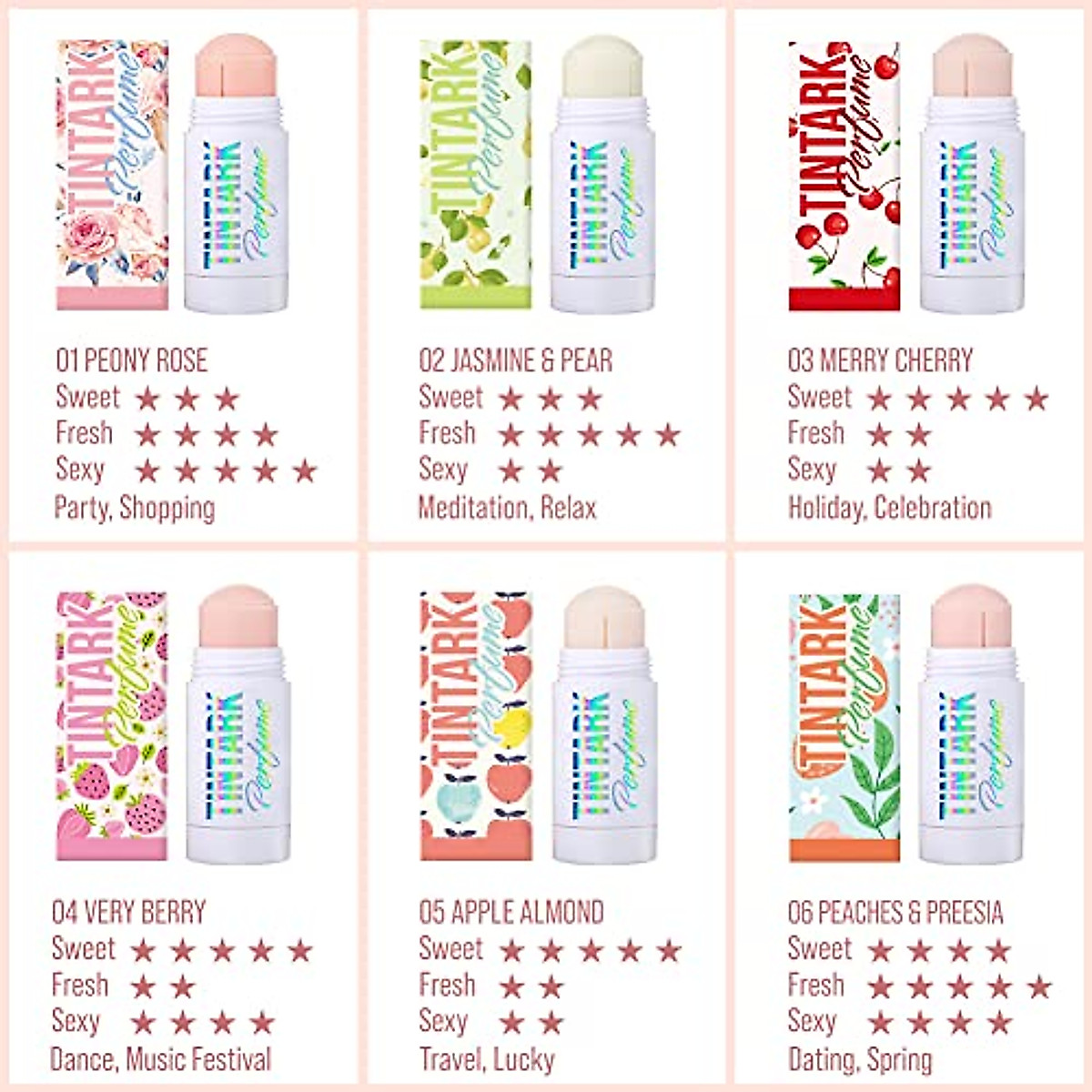 Tintark Solid Perfume Stick, Fragrance Perfumes Bar for Women, Natural & Safe Ingredients, Long Lasting Fresh, Peony Perfume