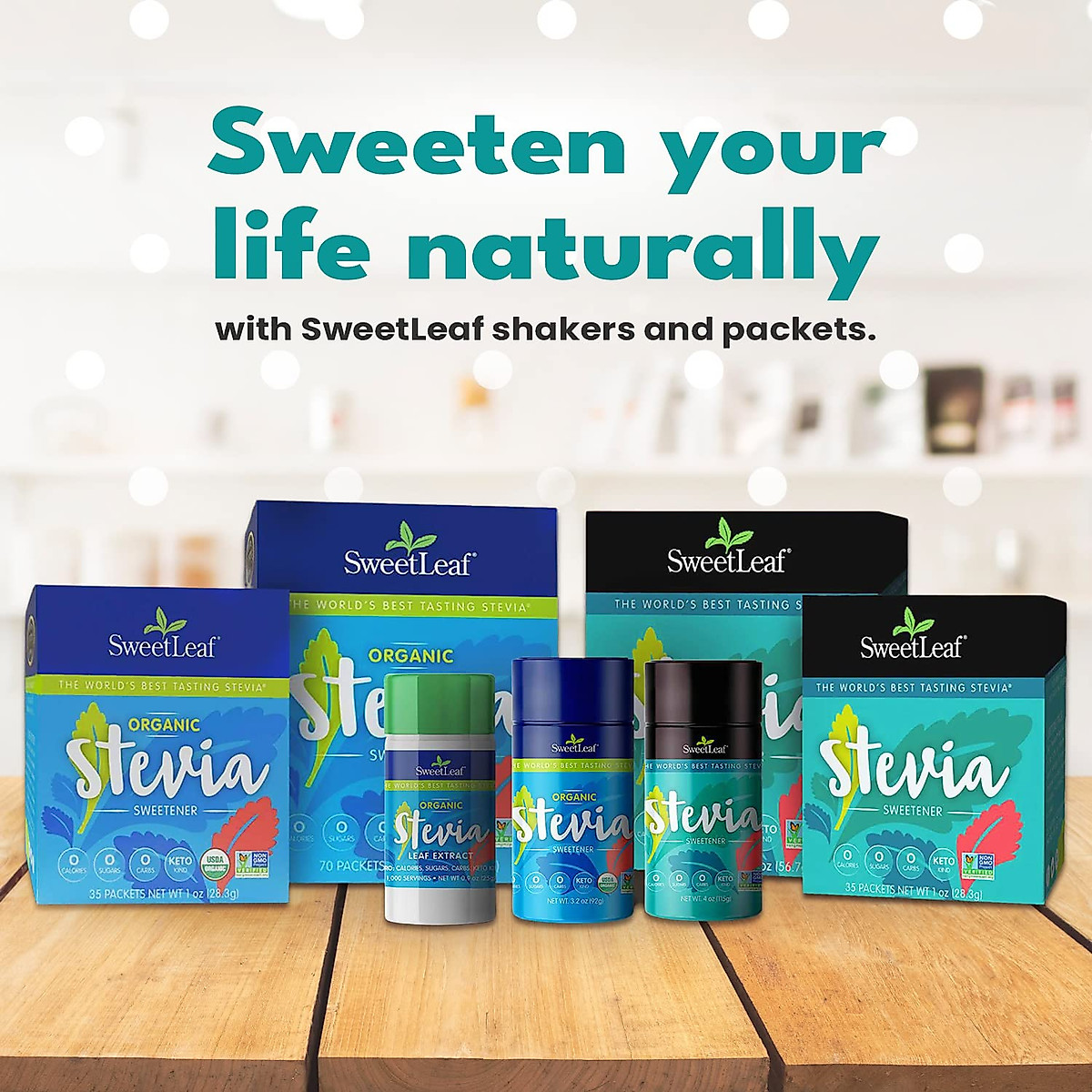 SweetLeaf Stevia Packets - Zero Calorie Stevia Powder, No Bitter Aftertaste, Sugar Substitute for Keto Coffee, Nothing Artificial, Non-GMO Stevia Sweetener Packets, 70 Count