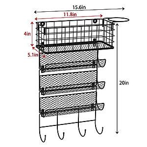 Wall-Mounted Hair Dryer Holder Styling Tool Organizer 4-Shelf Storage Wire Basket with Hook Heat Safe Rack for Hair Straighteners,Curling Wands,Flat Iron,Perfume,Cabinet Door Bathroom Kitchen