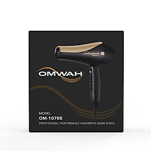 OMWAH Professional Blow Dryer - Powerful 1600W-1875W Salon-Quality Hair Dryer with Customizable Settings, Cool Shot Button, and Versatile Attachments for Stunning, Frizz-Free Hair Styling