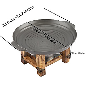 BBQ Round Roasting Tray, luminum Ceramic Plate Non Stick Grill Plate Barbecue Skewers Chafing Dish Party Buffet Pan Cookware for Barbecues, Camping, Durable and Reusable (2L)