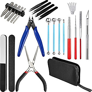 24Pcs Metal Puzzle Tool Set DIY Metal Model Kits Tools with Clippers Edge Bending Tool Tab Twisting Tool Cylinder Cone Shape Bend Assist Tool Wire Wrapping Mandrel Ball Stylus and Bag for Metal Puzzle
