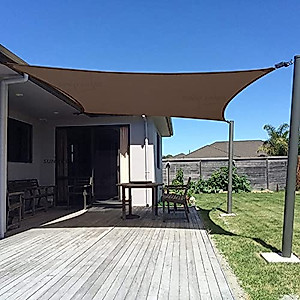 SUNNY GUARD Sun Shade Sail 6.5' x 10'Rectangle Brown UV Block Sunshade for Backyard Yard Deck Patio Garden Outdoor Activities and Facility
