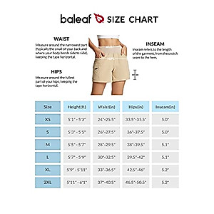 BALEAF Women's 5" Athletic Shorts High Waisted Quick Dry with Cargo Pockets Hiking Climbing Summer Shorts-Khaki-L