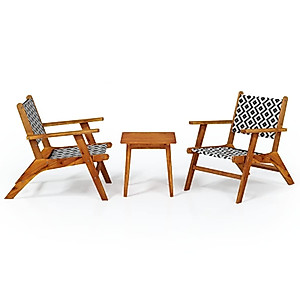 Camerina 3 Piece Patio Bistro Set Bistro Set Patio Furniture Set Patio Bistro Set Outdoor Patio Table and Chairs Solid Acacia Wood 316251