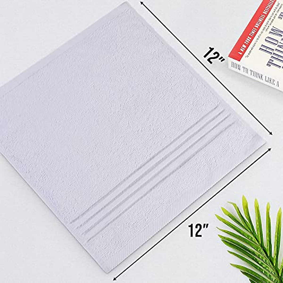 Utopia Towels 12 Pack Premium Wash Cloths Set (12 x 12 Inches) 100% Cotton Ring Spun, Highly Absorbent and Soft Feel Washcloths for Bathroom, Spa, Gym, and Face Towel (White)