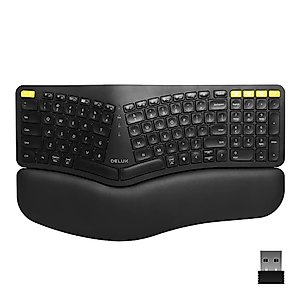 DeLUX Wireless Ergo Keyboard with Backlit GM902PRO and Vertical Mouse M618GGX