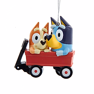 Kurt Adler Bluey and Bingo in Red Wagon Ornament Standard