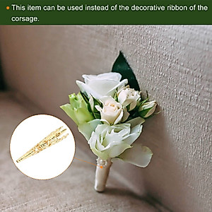 MECCANIXITY Corsage Decorative Holder, Alloy Lapel Pin Brooch Vase 42mm for Wedding Party Prom DIY Charms Dark Gold Tone Pack of 4