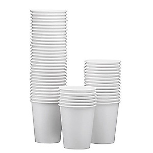 NYHI 200 Pack 12 oz White Paper Disposable Cups Hot Cold Beverage Drinking Cup for Water, Juice Coffee or Tea Ideal for Water Coolers Party or Coffee On the Go