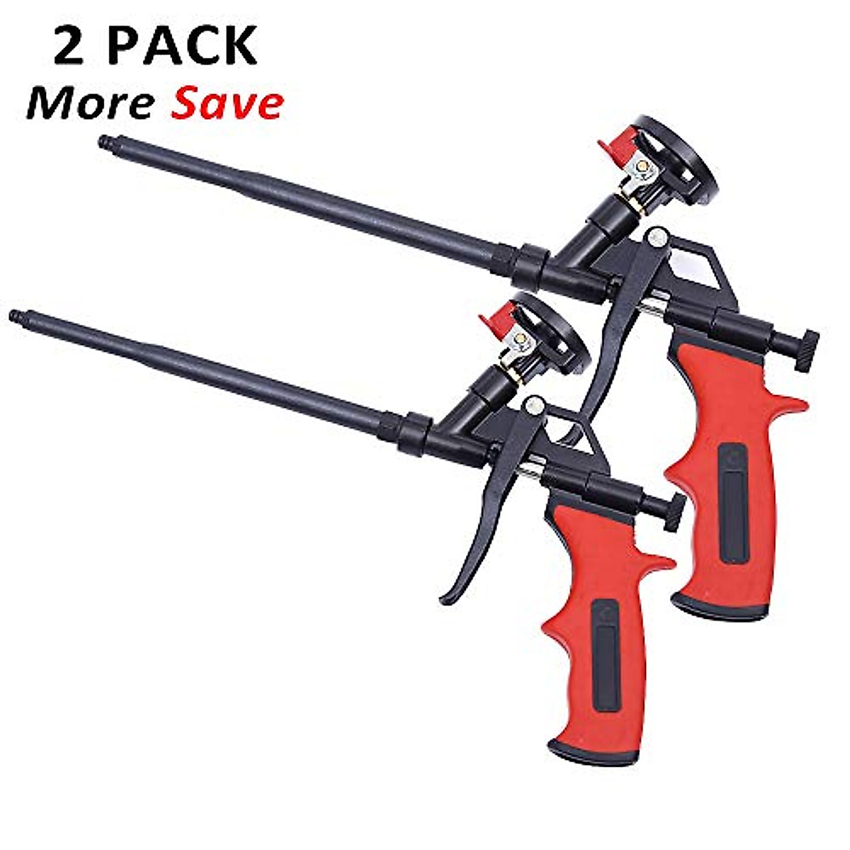 DAFEIKE Expanding Foam Gun, Upgraded Teflon Foam Dispensing Gun, Insulated Pro Foam Gun, Pu Foaming Sealant Sprayer for Caulking and Insulation, Pack of 2 Red