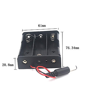 18650 Battery Holder 3 Slots, DIY Battery Box Case with DC Plug & Wires Leads, 4 Pack