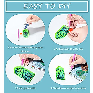 CHWGLFGG 6 Pack 5D Diamond Painting Kits for Kids Beginners, Full Drill Cute Animals Diamond Art Kits, DIY Big Gem Art for Children Ages 6-7-8-9-12, Home Wall Decor 6x6 Inch