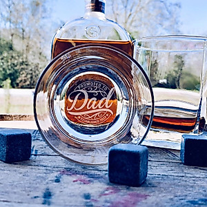 HTDesigns Promoted To Dad Established 2023 Whiskey Glass - Single Glass - Old Fashioned Whiskey Bourbon Or Scotch - Valentine's Day Gift - Bottom Engraved Bourbon Whiskey Glass