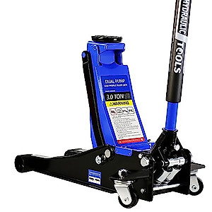 Henf Hydraulic Trolley Floor Jack, Heavy Duty 3 Ton (6600 lb Capacity) Floor Jack, Low Profile Hydraulic Jack with Dual Pistons Quick Lift Pump, Lifting Range 3.3"-18.5"