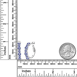 Gem Stone King 3.30 Cttw 925 Sterling Silver Blue Tanzanite Hoop Earrings For Women | Gemstone December Birthstone | Round 4MM and 3MM