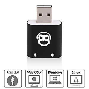 USB External Sound Card Adapter - USB A Audio Adapter External Sound Card, Plug&Play with 4-PIN Microphone Jack for MacBook, Windows, Linux, Laptop, PC, PS4