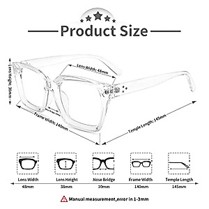 Bouryo Vintage Clear Lens Glasses for Women, Non-prescription Classic Square Eyewear Thick Frame Eyeglasses