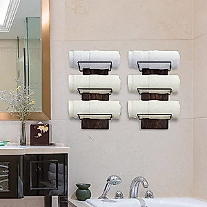 Rustic Towel Racks for Bathroom Wall Mounted, Wood and Metal Towel Holder, 6 Tier Shelf Holder for Shower & Hand Towels of Bathroom