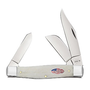 Case xx Knives Large Stockman Stars and Stripes Natural Bone 14093 Carbon Pocket Knife