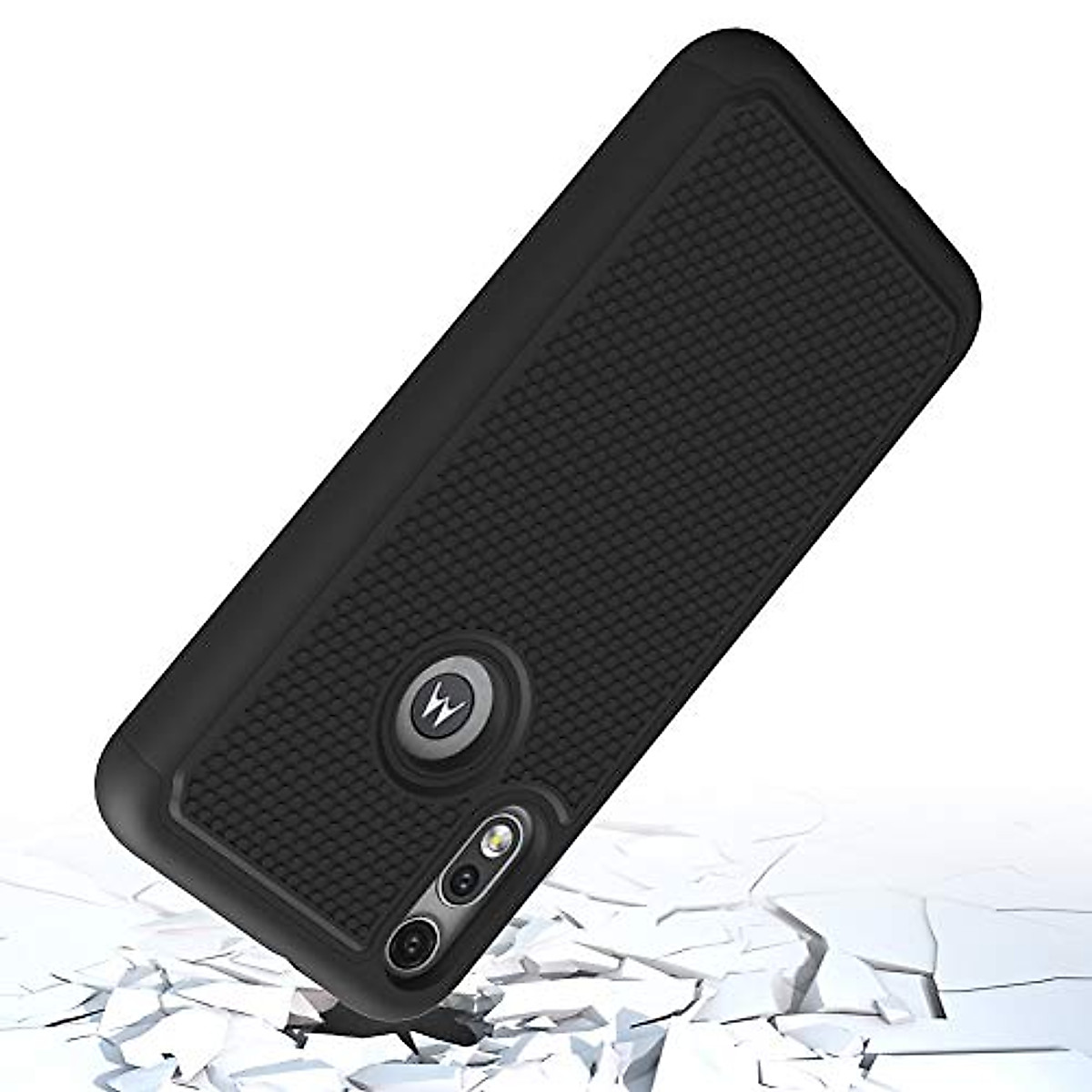 MDCN for Moto e (2020) Case, Motorola E (2020) Case with HD Screen Protector, Dual Layer Heavy-Duty Military-Grade Armor Defender Protective Phone Case Cover for Motorola Moto e (2020) (Black Armor)