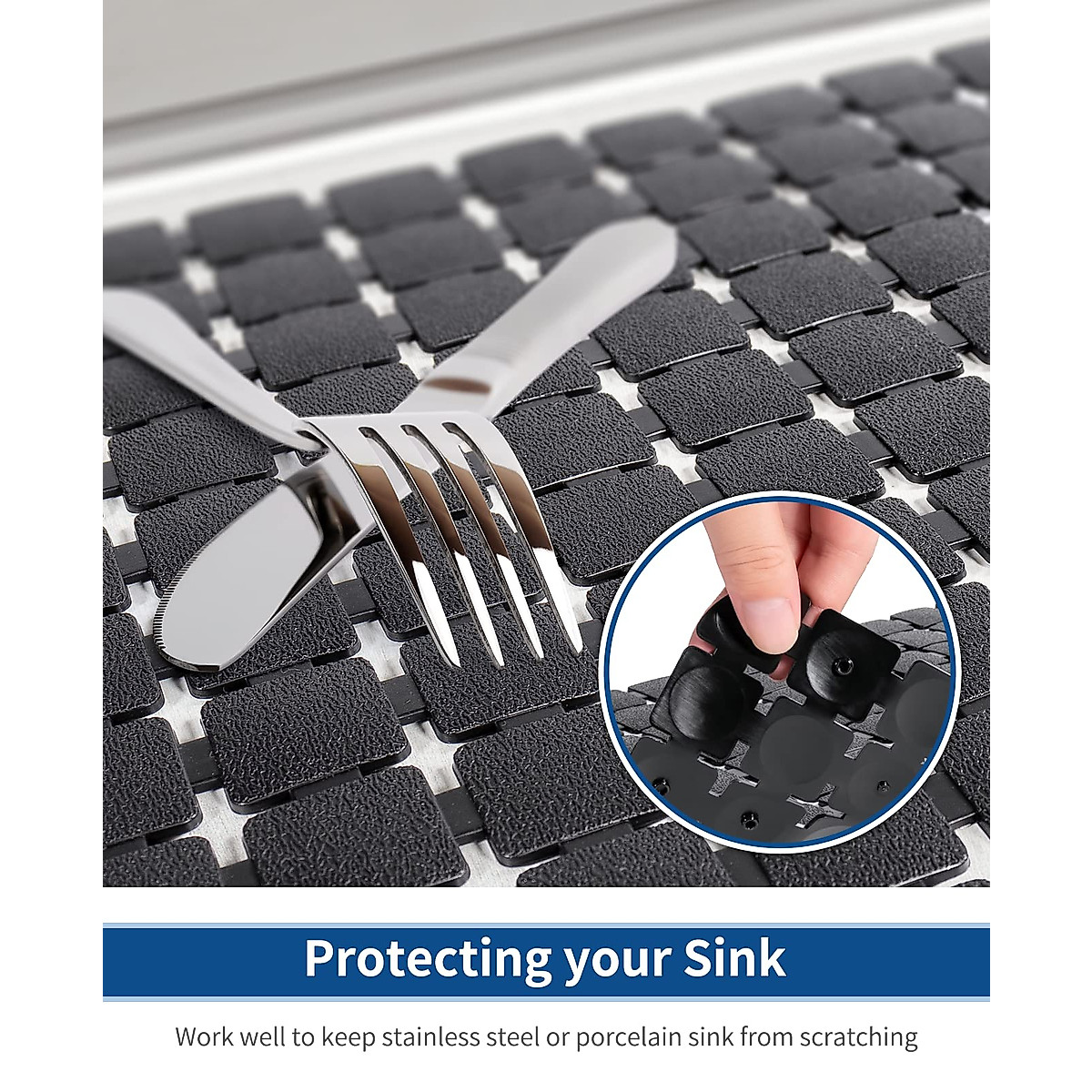 Bligli Sink Mat for Stainless Steel/Ceramic Sinks, 2 Pack 15.7x11.8 inches PVC Sink Protectors for Bottom of Kitchen Sink, Dishes and Glassware drain Mats, Durable and Fast Draining (Black)