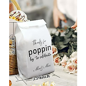 48Pcs Thanks for Poppin' By to Celebrate Popcorn Bags Engagement Wedding Party Favors Popcorn Bags Engaged Wedding Bridal Shower Goody Snack Treat Bags Grease Resistant