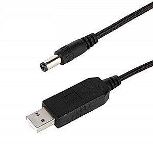 Moyina DC 5V to DC 12V USB Voltage Step Up Converter Cable,with Nylon Weave,for DC5.5mm*2.5mm,1.0M (5.5x2.5mm, Black)