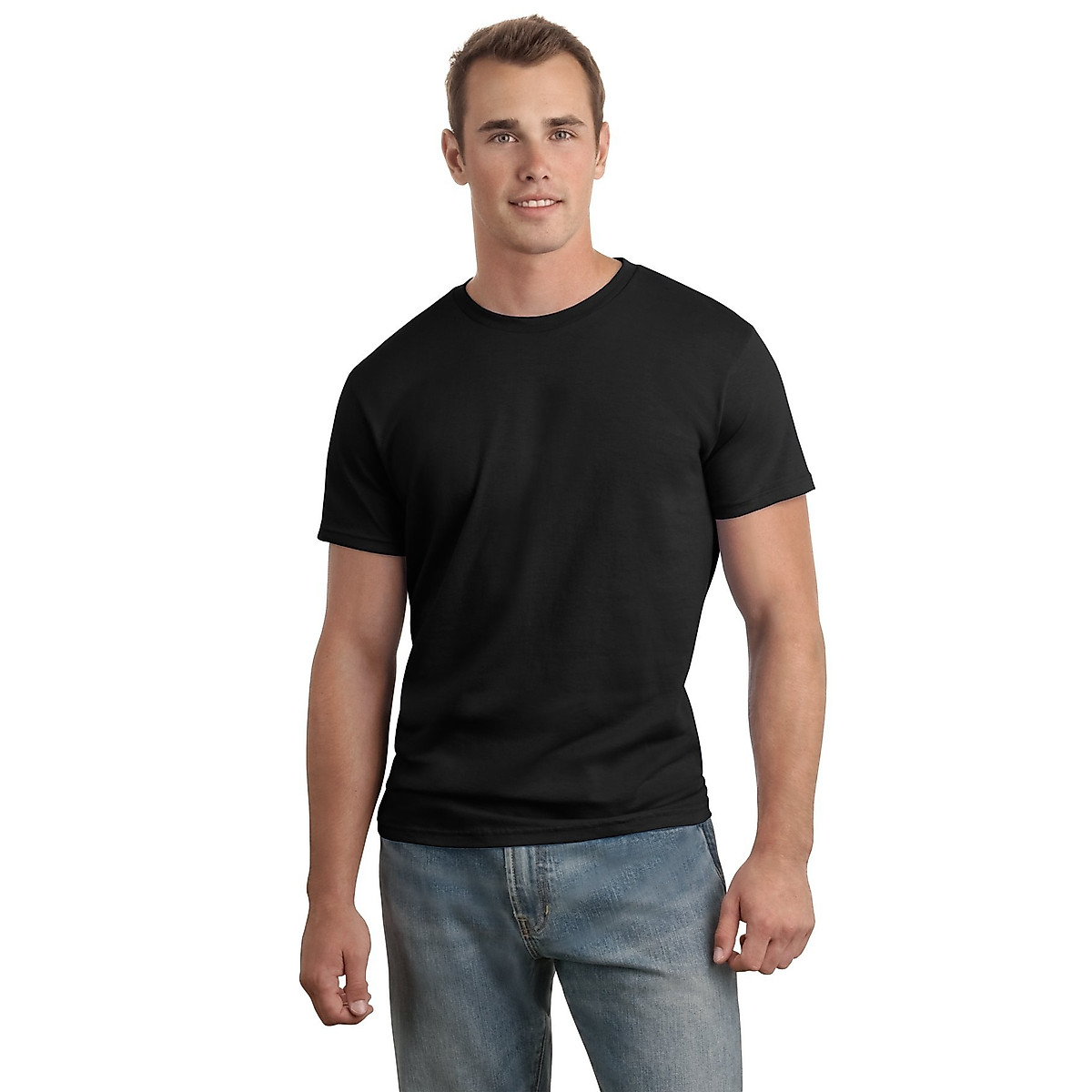Hanes 4.5 oz., 100% Ringspun Cotton nano-T T-Shirt, Large, BLACK