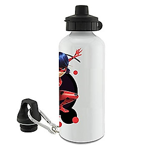 Miraculous Ladybug and Cat Noir Personalized Aluminum Water Bottle with Custom Name Printed, Official Licensed Product, 20oz