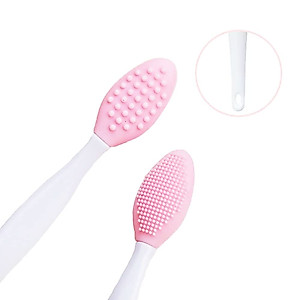 4 Pieces Exfoliating Lip Brushes, Double-Sided Lip Scrub Silicone Brush, Lip Brush Tool, Lip Scrubber Brush for Smooth and Fuller Looking Lips
