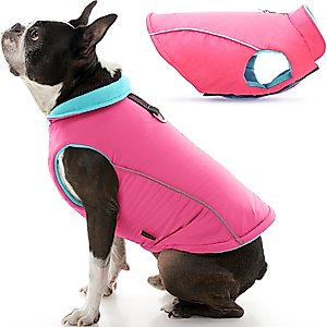 Gooby Sports Vest Dog Jacket - Pink, Small - Reflective Dog Vest with D Ring Leash - Warm Fleece Lined Small Dog Sweater, Hook and Loop Closure - Dog Clothes for Small Dogs Boy or Girl Dog Sweater