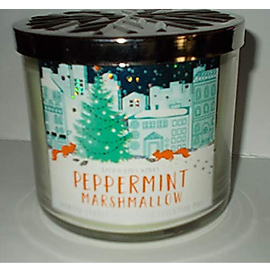 Bath and Body Works White Barn Peppermint Marshmallow Candle 3 Wick 14.5 Ounce