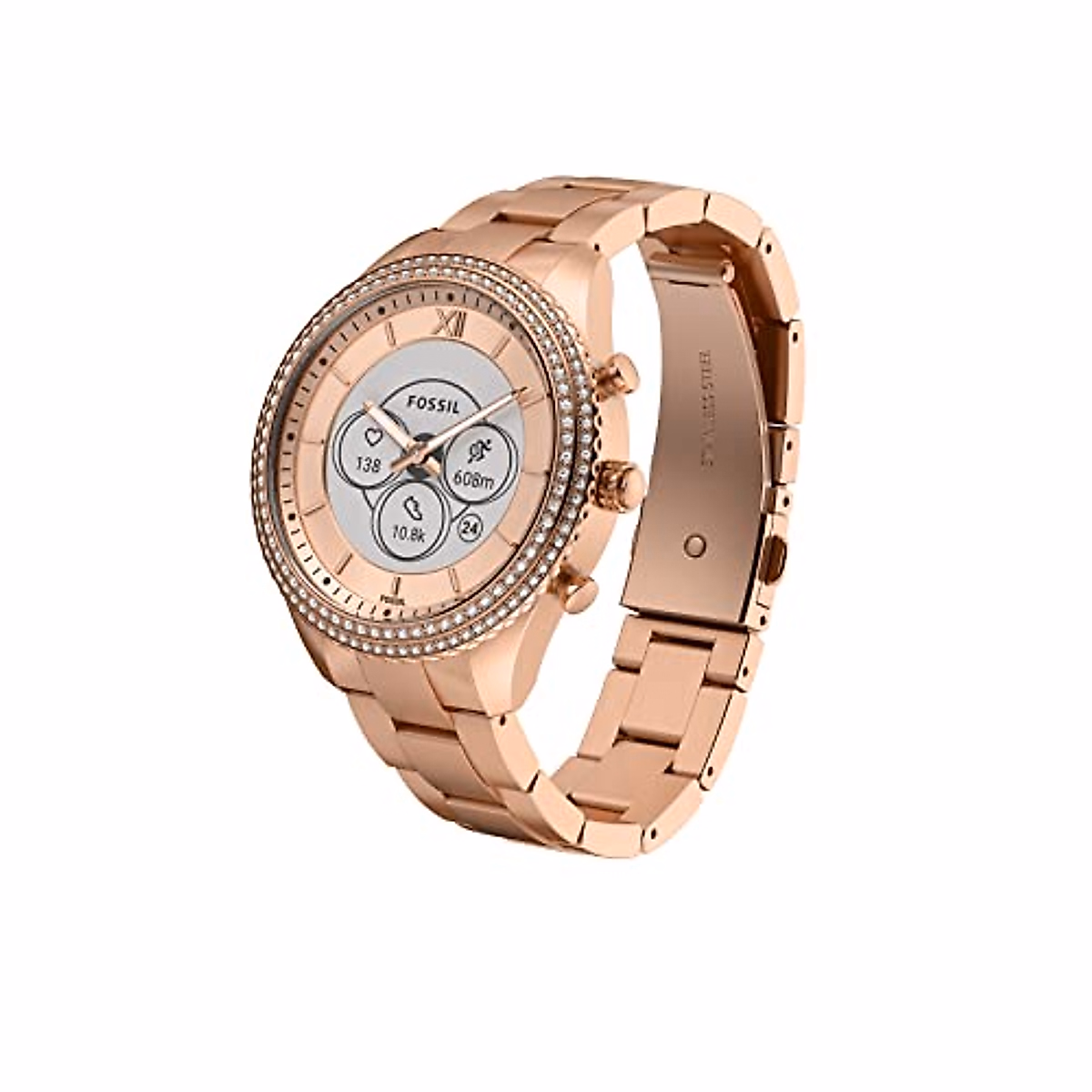 Fossil Stella Gen 6 Hybrid 40mm Stainless Steel Smart Watch, Color: Rose Gold (Model: FTW7063)