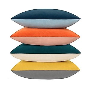 Btyrle Velvet Throw Pillow Covers 18x18 Inch Set of 4 Soft Decorative Pillowcases Modern Double-Colored Cushion Covers for Sofa Couch