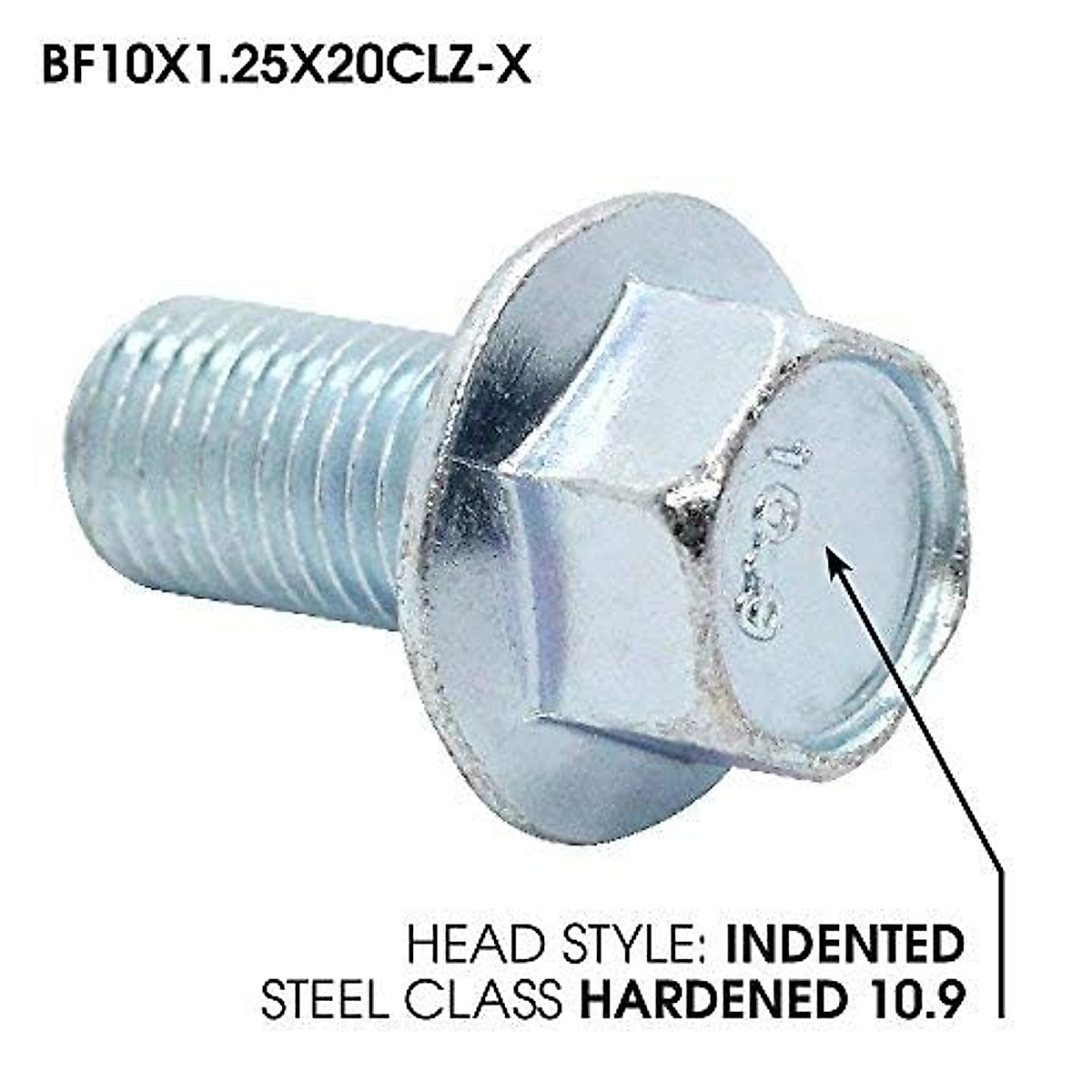 (15pcs) BelMetric M10X1.25X20mm JIS Hex Head Flange Bolt 14mm Wrench, Class 10.9 Plated Zinc for Automobile, Motorcycle, and Mechanical Applications BF10X1.25X20CLZ