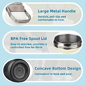 BJPKPK 1 Gallon Water Bottle Insulated, Dishwasher Safe 128oz Large Water Jug with Metal Handle & BPA Free Spout Lid, Stainless Steel Metal Water Bottle for Gym, Sports & Hiking, Black