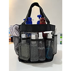 JOYISEN Mesh Shower Caddy with 8 Storage Pockets Hanging Shower Tote Bag for Home Gym Travel Dorm Bathroom Washing Bag Case with Handle