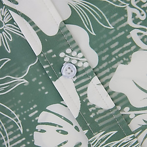 Men's Novelty Hawaiian Floral Shirt Summer Casual Button Down Tropical Holiday Beach Shirts Green