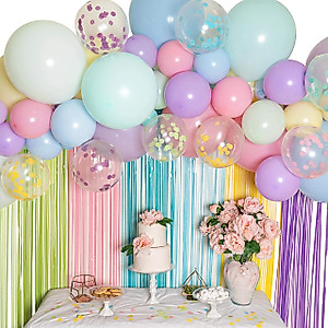 Pastel Balloon Garland Kit - Macaron Balloon Arch Kit for Parties - Small and Large Balloons Gold Confetti Mint Pink Balloons - Balloon Column