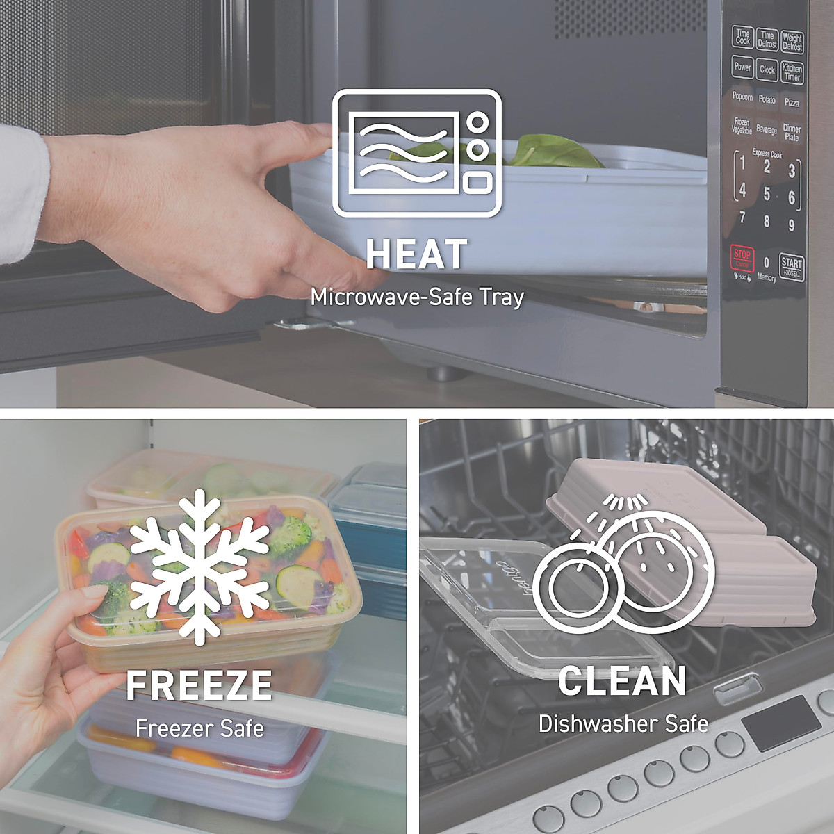 Bentgo® Prep 60-Piece Meal Prep Kit - 1, 2, & 3-Compartment Containers with Custom Fit Lids - Microwaveable, Durable, Reusable, BPA-Free, Freezer & Dishwasher Safe Storage Containers (Floral Pastels)