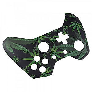 eXtremeRate Hydro Dipped Front Housing Shell Faceplate Cover Replacement Parts for Standard Xbox One Controller (Fits Both with 3.5mm Jack and Without 3.5 mm Jack) (Green Weeds)