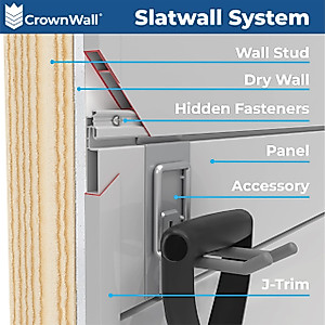 CrownWall PVC Slat Wall Panels Garage Wall Organizer Storage System | Heavy Duty Organization and Easy Installation | 6 Inch - 8ft by 4ft (32 sqft) Section, Graphite