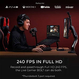 AVerMedia Live Gamer Bolt: Thunderbolt 3 External Capture Card, Stream and Record in 4K60 HDR10, Support Win 11 and MacOS 10.15, Not for Apple M1 CPU, Perfect for PS4 Pro, PS5, Xbox Series X/S (GC555)