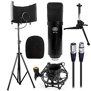 AxcessAbles SF-101KIT Half Dome 32.5"Wx13"H (422sq inch) Studio Microphone Isolation Shield w/Stand, Condenser Mic. Compatible w/Focusrite, Phantom Powered Audio Interfaces. Recording, Podcast,