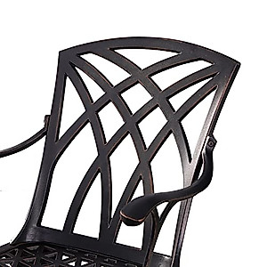 Withniture Cast Aluminum Patio Chairs All Weather Outdoor Dining Chairs Set of 2 with Armrest, Metal Patio Dining Chair for Garden Deck Backyard, Antique Bronze