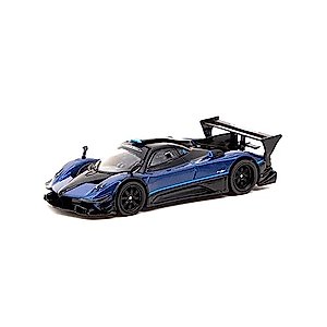 Pagani Zonda Revolucion Blue Metallic and Black with Light Blue Stripes Global64 Series 1/64 Diecast Model Car by Tarmac Works T64G-TL016-BL