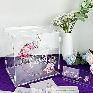 FCDECOR Acrylic Wedding Card Box with Lock, Clear Card Boxes for Wedding Reception DIY Gift Card Box for Wedding with Slot, Baby Showers, Birthdays, Bridal, Graduation Party Supplies