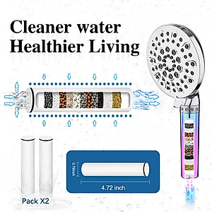 DOILIESE 6 Settings Shower Head with Handheld, High Pressure Shower Head Filter for Hard Water - 15 Stage Filtered Shower Head with Hose for Remove Chlorine Heavy Metals and Other Sediments (Chrome)
