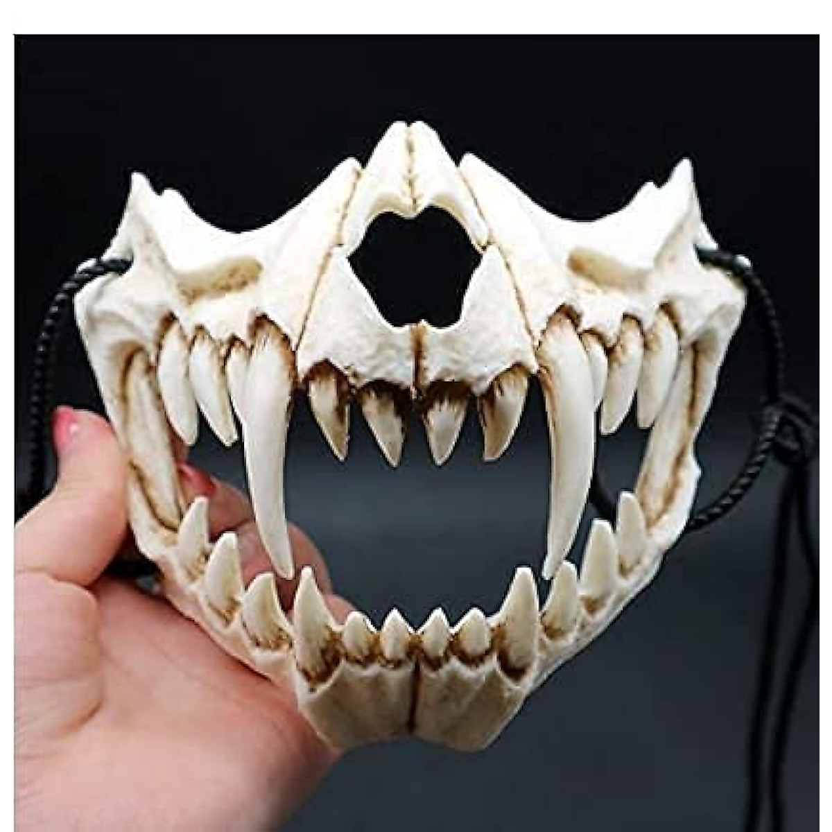 Halloween Skeleton Mask Scary Werewolf Mask Half Skull Mask Cosplay Costume Half Face Teeth Skull Party Cosplay Mask Festival Half Mask Animal Skeleton Mask Half-Face Mask Halloween Costume Prop